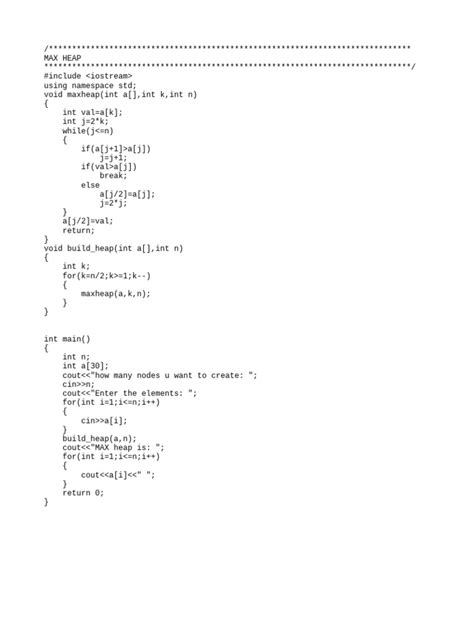 Max Heap Creation Pdf