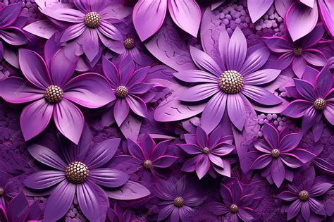 Premium Ai Image 3d Purple Flowers Clipart Background