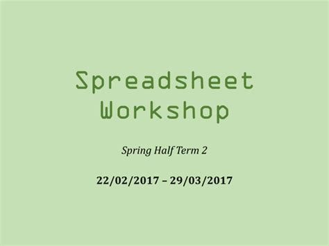 Spreadsheets Unit Of Work Teaching Resources