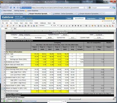 Cost Analysis Spreadsheet — Db