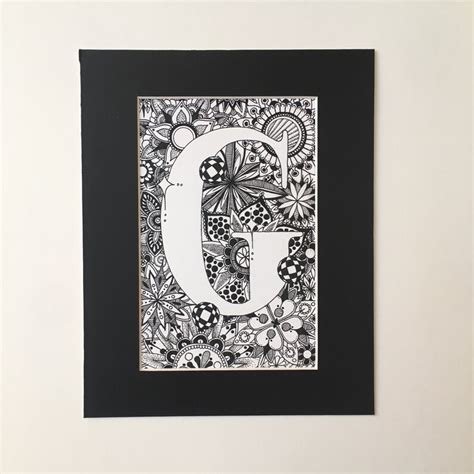 Alphabet Art Monogram Letter G Hand Lettering Unique Gifts Etsy