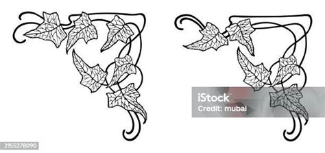 코너 꽃 잎 빈티지 장식 디자인 요소 덩굴손 윤곽 실루엣 벡터 일러스트 레이 션 흰색 절연 아르누보에 대한 스톡 벡터 아트 및 기타 이미지 아르누보 일러스트레이션 0