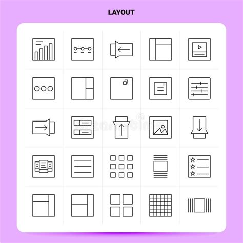 Outline 25 Layout Icon Set Vector Line Style Design Black Icons Set