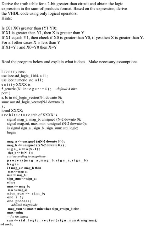 SOLVED Derive The Truth Table For A 2 Bit Greater Than Circuit And Obtain The Logic Expression