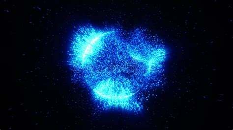 Energy Sphere Abstract Motion With Sphere Of Blue Particles In Star Space Stock Footage