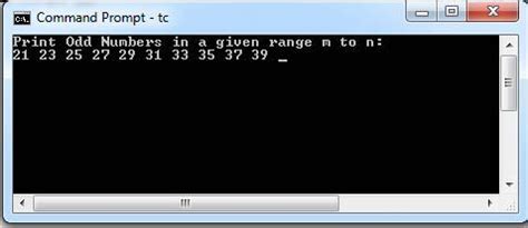 C Program Print Odd Numbers In A Given Range M To N Computer Notes