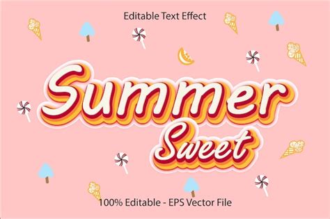 Premium Vector Summer Sweet Editable 3 D Emboss Text Effect Style Design