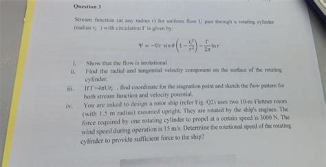 Question Stream Function At Any Radius R For Chegg