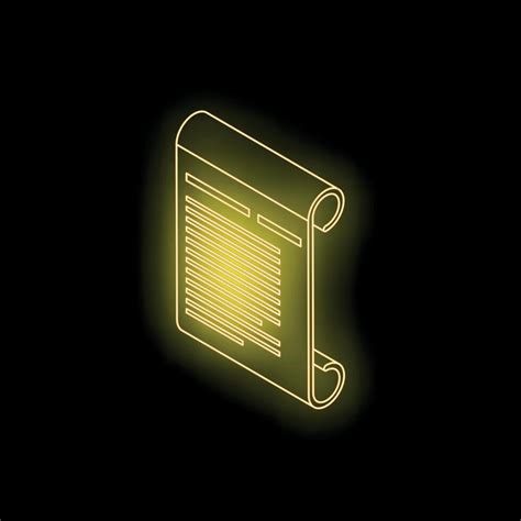 Yellow Neon Sign Of Ancient Paper Scroll Glowing On Black Background 52635398 Vector Art At Vecteezy