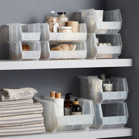 Utility Narrow Stackable Plastic Bins The Container Store