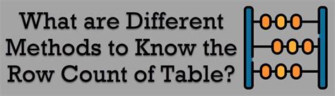 What Are Different Methods To Know The Row Count Of Table Interview Question Of The Week 261