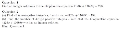 Solved Question 1 Find All Integer Solutions To The