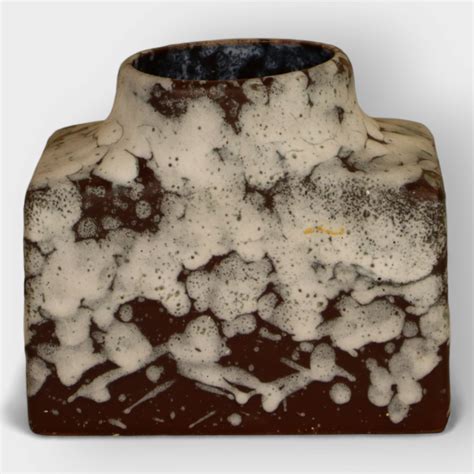 Vintage Rectangular Ceramic Vase With Fatlava Glaze Bartlett House Antiques