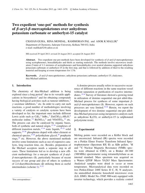 Pdf Cheminform Abstract Two Expedient One Pot” Methods For