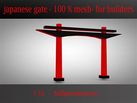Second Life Marketplace Japanese Gate 100 Mesh Builder Edition
