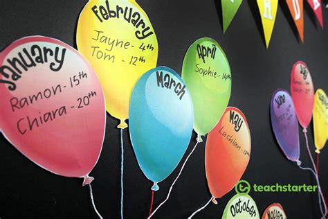 Rainbow Balloons Classroom Birthday Display Birthday Display In Classroom Birthday Bulletin