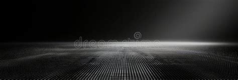 Digital Technology Grid Pattern With Light On Black Background Futuristic Data Concept Stock