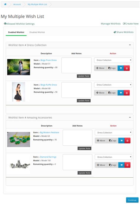 Opencart Multiple Wishlists Extension Manage Separate Wish Lists
