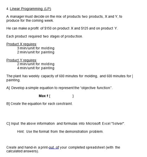 Solved Linear Programming Lp A Manager Must Decide On The