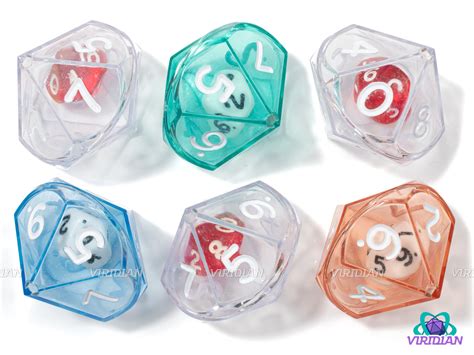 Large Double D10s 6 Acrylic Translucent Multicolor D10 Dice With S Viridian Dice
