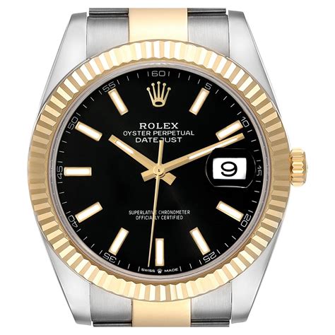 Rolex Datejust 41 Steel Yellow Gold Black Dial Mens Watch 126303 Box