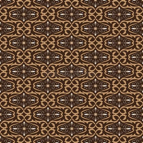 Unique Motifs Design On Central Java Batik With Dark Brown Color Design Stock Vector
