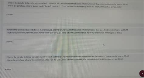 Solved The Following Table Gives The Marker Locus De And