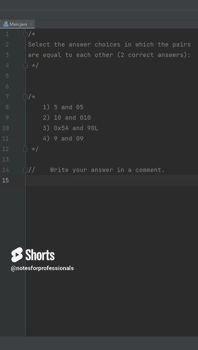 Java Quiz 9 👉 Main Method Declaring Variables 💻 Notes For Professionals Java Shorts Youtube