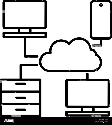 Cloud Computer Computing Vector Icon On Transparent Background Outline Cloud Computer