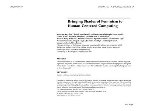 pdf bringing shades of feminism to human centered computing