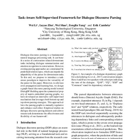 task aware self supervised framework for dialogue discourse parsing