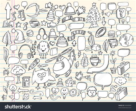 Notebook Doodle Clip Art Design Elements Stock Vector 56660899