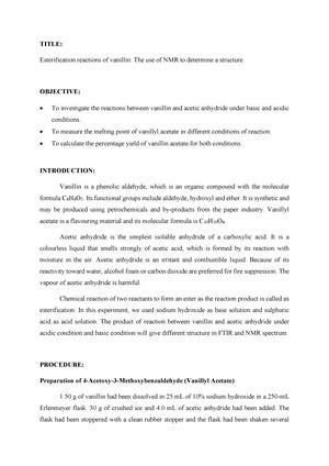 CHM557 Experiment 5 Lab Report SEMESTER 20224 OCTOBER 2022 FEBRUARY 2023 EXPERIMENT 5 THE