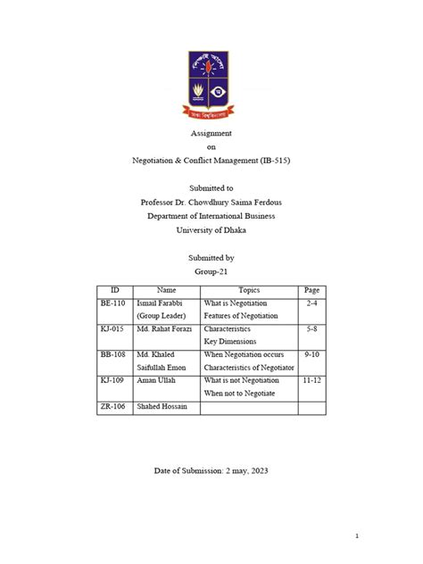 Negotiation Assignment Pdf