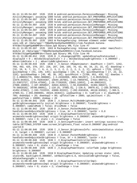 Android System Log With Permission And Brightness Events Pdf