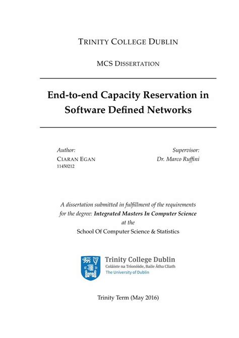 Pdf End To End Capacity Reservation In Software Defined Networks