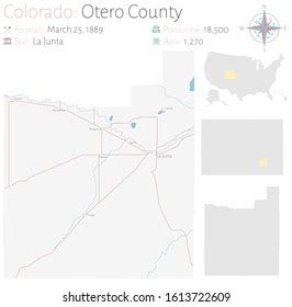 Large Detailed Map Otero County Colorado Stock Vector Royalty Free