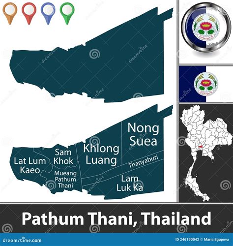 Map Of Pathum Thani Thailand Stock Vector Illustration Of Division