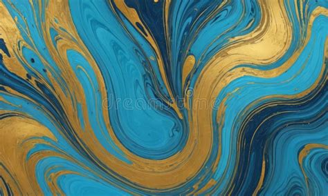 Swirling Abstract Pattern In Blue And Gold Hues With Central Swirl And Radiating Lines Creates