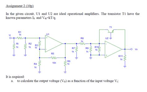solved assignment 2 10p in ﻿the given circuit u1 ﻿and u2