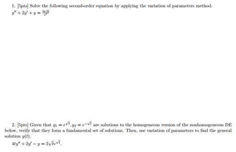 Solved Solve The Following Second Order Equation By Applying