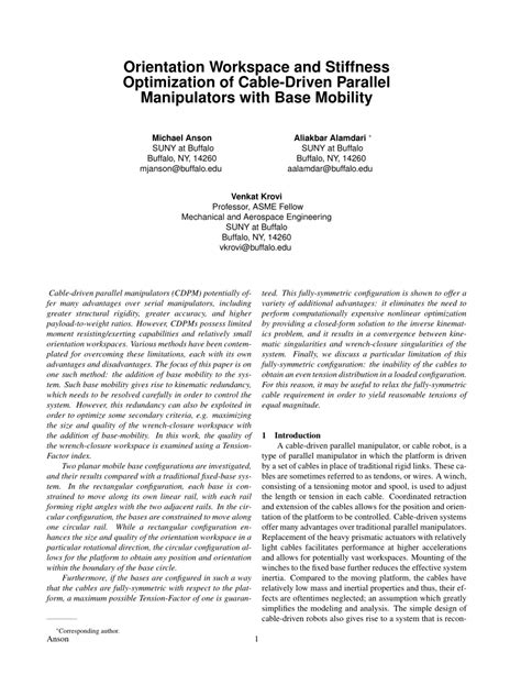 Pdf Orientation Workspace And Stiffness Optimization Of Cable Driven