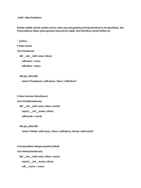 Berikut Adalah Contoh Analisis Source Code Yang Mengandung Konsep Inheritance Pdf