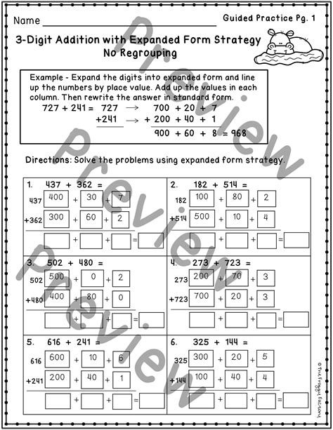 3 Digit Addition Expanded Form Addition Strategies Worksheets Made By Teachers