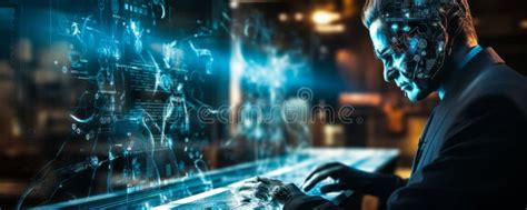cutting edge ai technology concept with cybernetic robot interface
