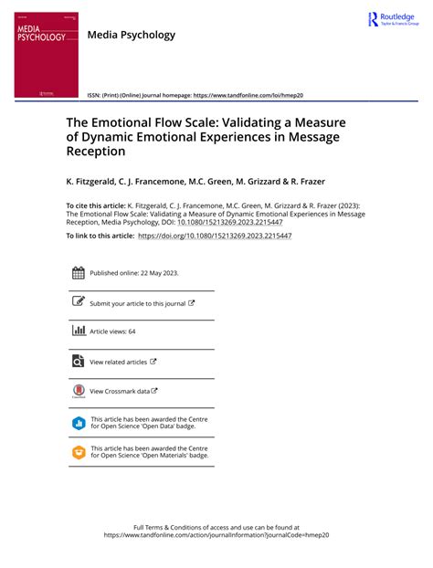 Pdf The Emotional Flow Scale Validating A Measure Of Dynamic