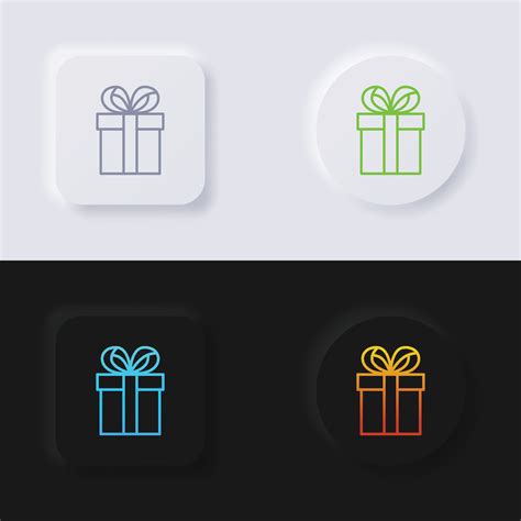 Gift Box Icon Set Multicolor Neumorphism Button Soft UI Design For Web Design Application UI