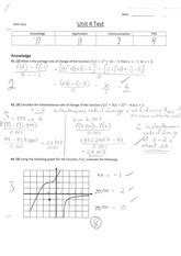 MHF4U1 Uni 4 Test With Solutions Nami MHF4U1 Unit 4 TGSt J Knowledge Application