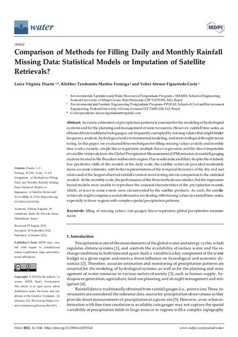 (PDF) Comparison of Methods for Filling Daily and Monthly Rainfall Missing Data: Statistical ...