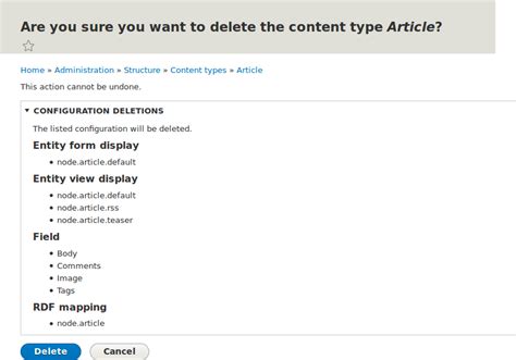 62 Deleting A Content Type Capítulo 6 Setting Up Content Structure Drupal 8 User Guide